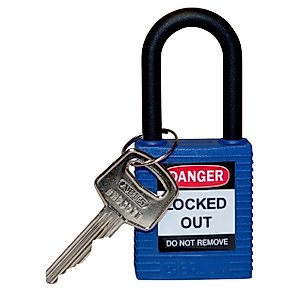 Brady 123325 Blue Nylon Shackle Safety Padlock, Blue 1-3/4" Height x 1-1/2" Width