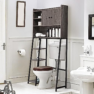FLYZC Over The Toilet Storage Cabinet, Over Toilet Bathroom Organizer with Toilet Paper Holder Stand, Bathroom Storage Cabinet Over Toilet, Over Toilet Storage Shelf Rack for Bathroom Storage