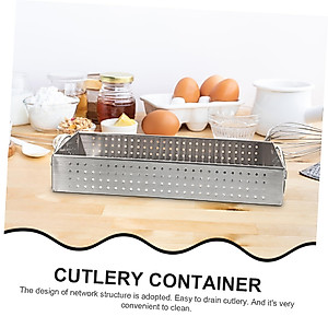 Cabilock Flatware Tray Stainless Steel Cutlery Container Utensil Holder Mesh Design Silverware Countertop Storage Organizer