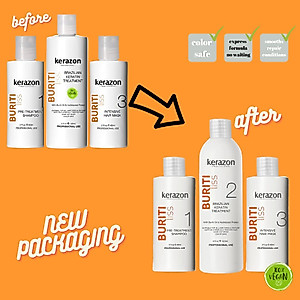 Clarifying Shampoo with Brazilian Keratin Treatment and Intensive Hair Mask KIT Tratamiento de Keratina Alisado 120ml. Packaging may vary.