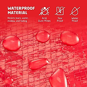 Zober Rolling Large Christmas Tree Storage Bag - Fits Artificial Disassembled Trees, Durable Handles & Wheels for Easy Carrying and Transport - Tear/Waterproof Polyethylene Plastic Duffle Bag (7.5 Ft., Red)