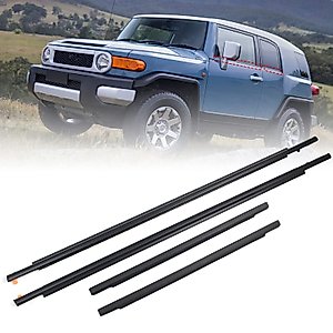 YZQPNB Weatherstrip Window Molding Trim Seal Belt Compatible with Toyota FJ Cruiser 2007-2014 Front Rear Left Driver & Right Passenger Side Door Outside Belt Black