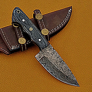 Smart & Sharp Custom Handmade Damascus Steel Hunting Knife Skinning Knife SS-17411 ( Black Wood ) (Black)