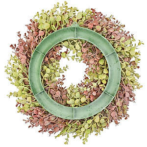 Forevercute 17" Artificial Fall Wreaths Eucalyptus Arrangements Front Door Wall Home Garden Office Wedding Decor (Green Red)