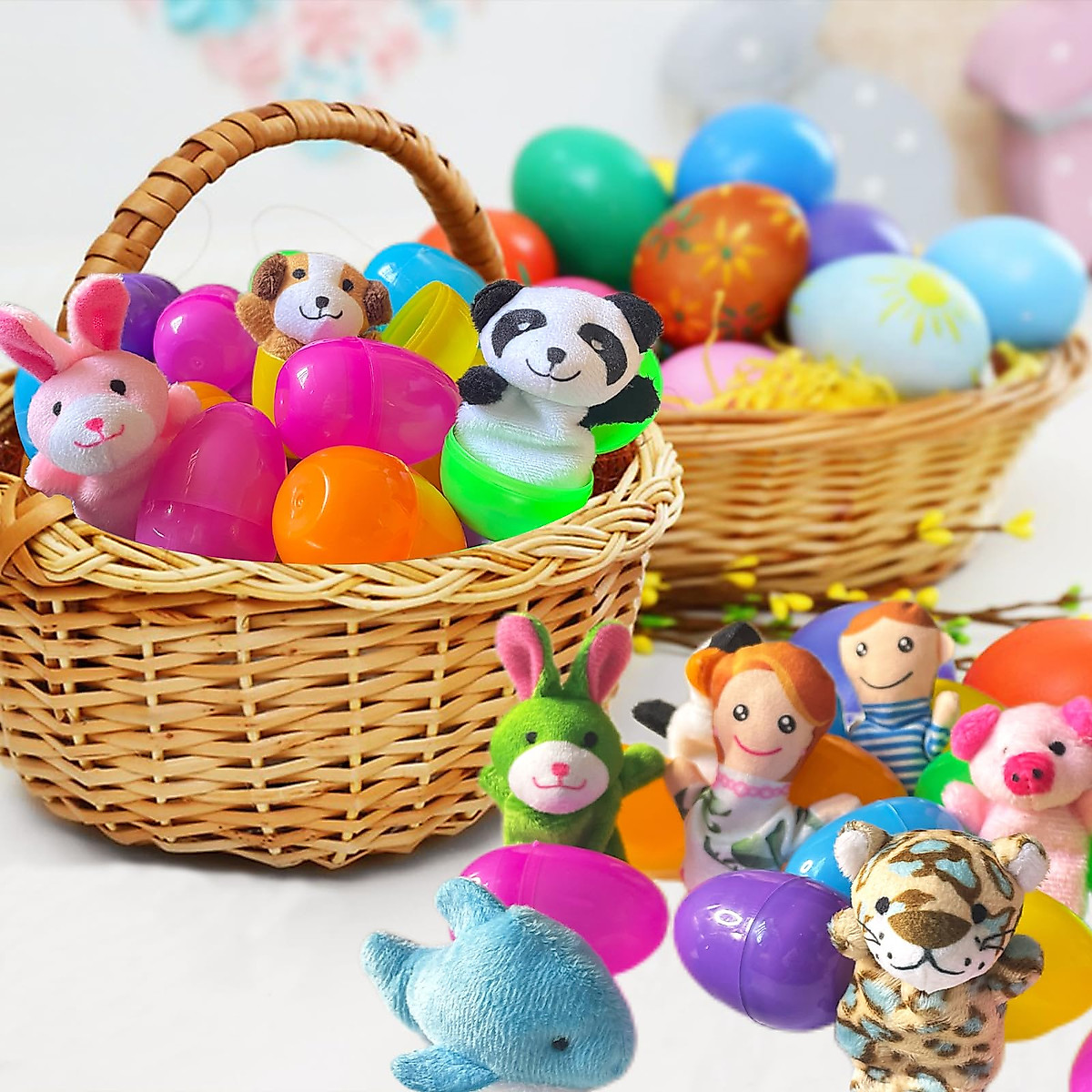 30 Pcs Prefilled Easter Eggs with Mini Animal Finger Puppets Toys for Toddlers and Kids Pre Stuffed Cool Stuff Fillers for Easter Egg Hunt Easter Basket Stuffers Small Cute Farm Animal Prize Supplies