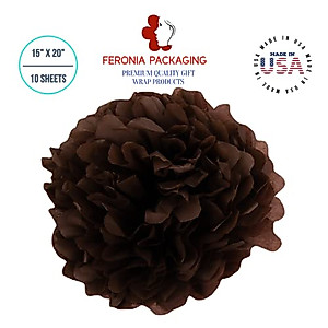 Chocolate Tissue Paper Squares, Bulk 10 Sheets, Premium Gift Wrap and Art Supplies for Birthdays, Holidays, or Presents by Feronia packaging, Large 15 Inch x 20 Inch Made in USA