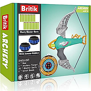 Britik Bow and Arrow for Kids Toys - Archery Set with 20 Suction Cup Arrows, Gifts for Boys Girls Toddler Age 4 5 6 7 8 Year Old