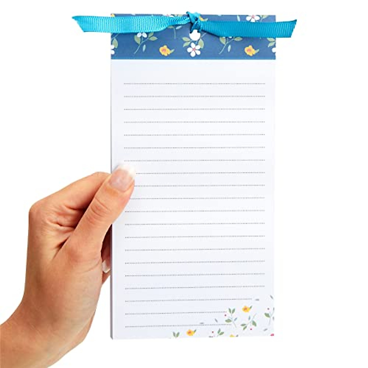 Juvale 6 Pack Floral Magnetic Notepads for Refrigerator, Grocery List, To Do List, with Ribbon Bows, 60 Sheets Each (4 x 8 In)