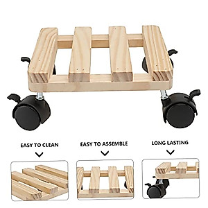 Yardwe 1pc Wooden Flower Stand Planter Caddy on Wheel Plant Saucer Heavy Duty Plant Dolly Wheel Barrow Heavy Duty Rotating Display Stand Dollies for Tabletop Plant Pot Base to Rotate