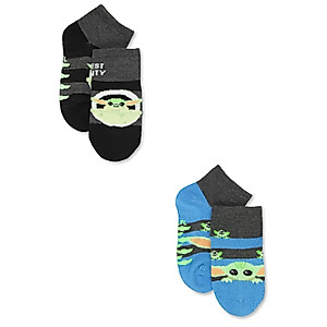Disney Star Wars The Mandalorian Baby Yoda Toddler Kids 6 Pack Gripper Socks (Small, Grey)