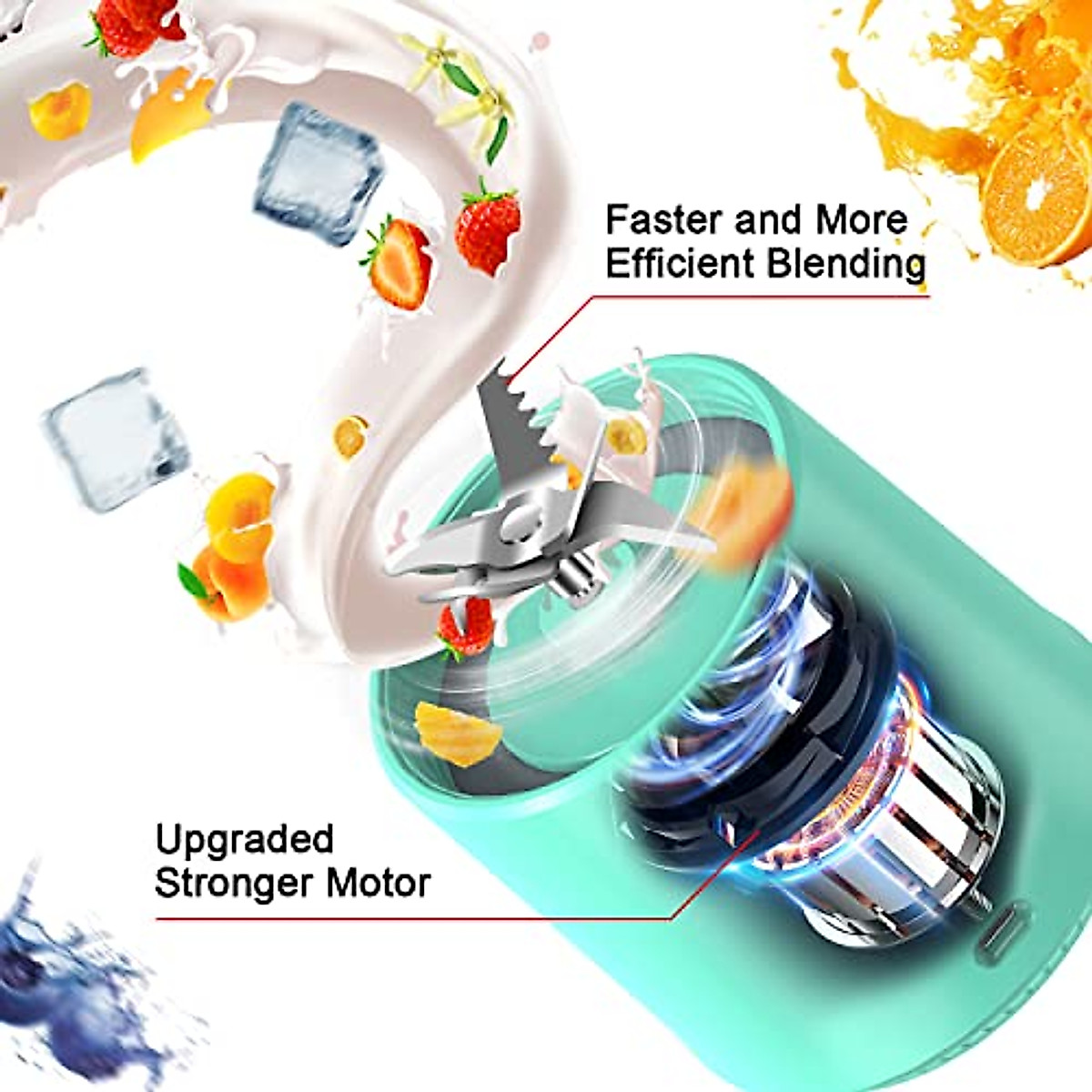 Portable Blender, Personal Size Blender for Smoothies and Shakes,USB Rechargeable Mini Blender Fresh Juicer Cup with Stronger Motor Household Fruit Mixer for Kitchen,Home,Travel…