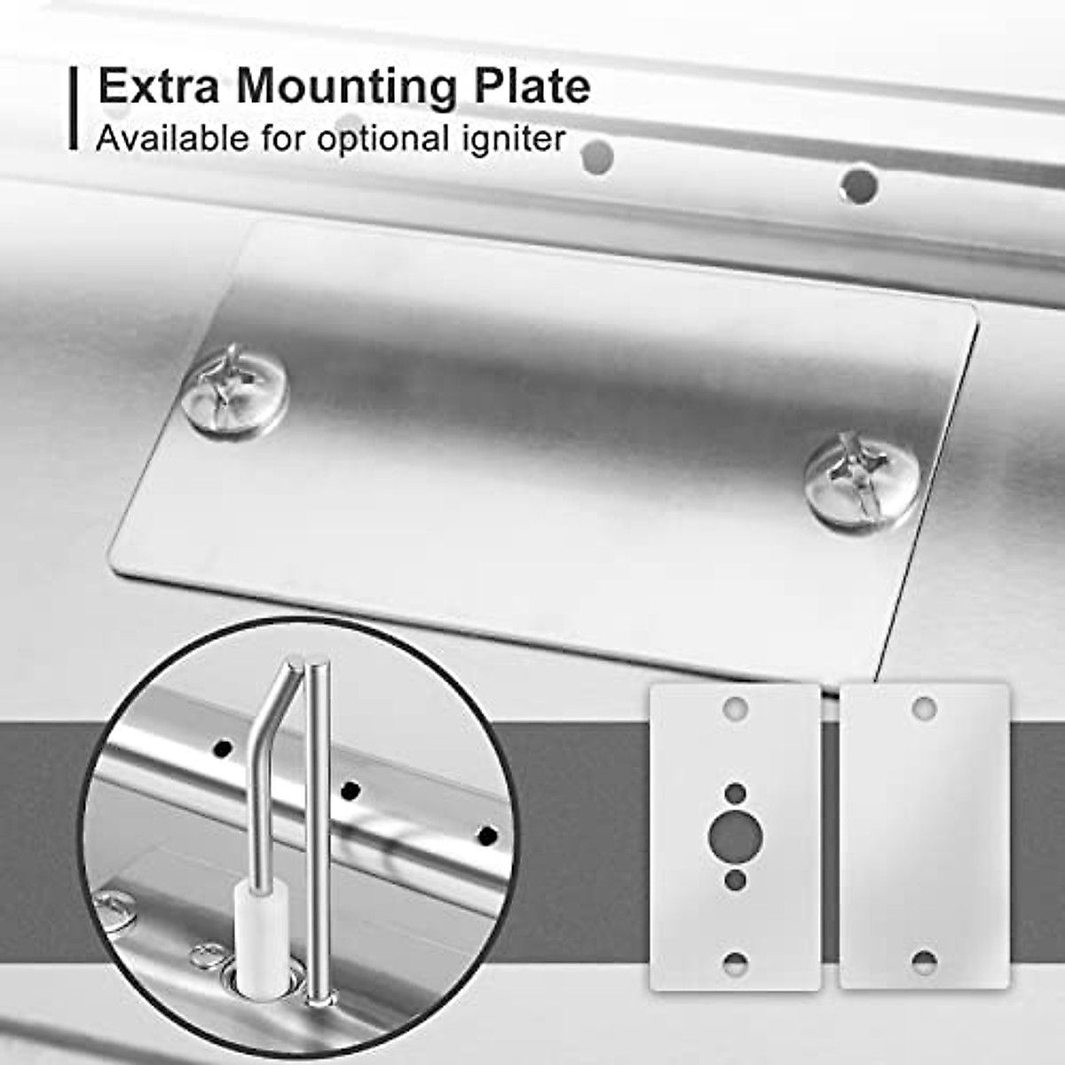 GASPRO 36 x 12 Inch Drop-in Fire Pit Pan and Burner, Natural Gas & Propane Fire Pit Insert with H-Burner, Heavy Duty 304 Stainless Steel, Mounting Plates Included