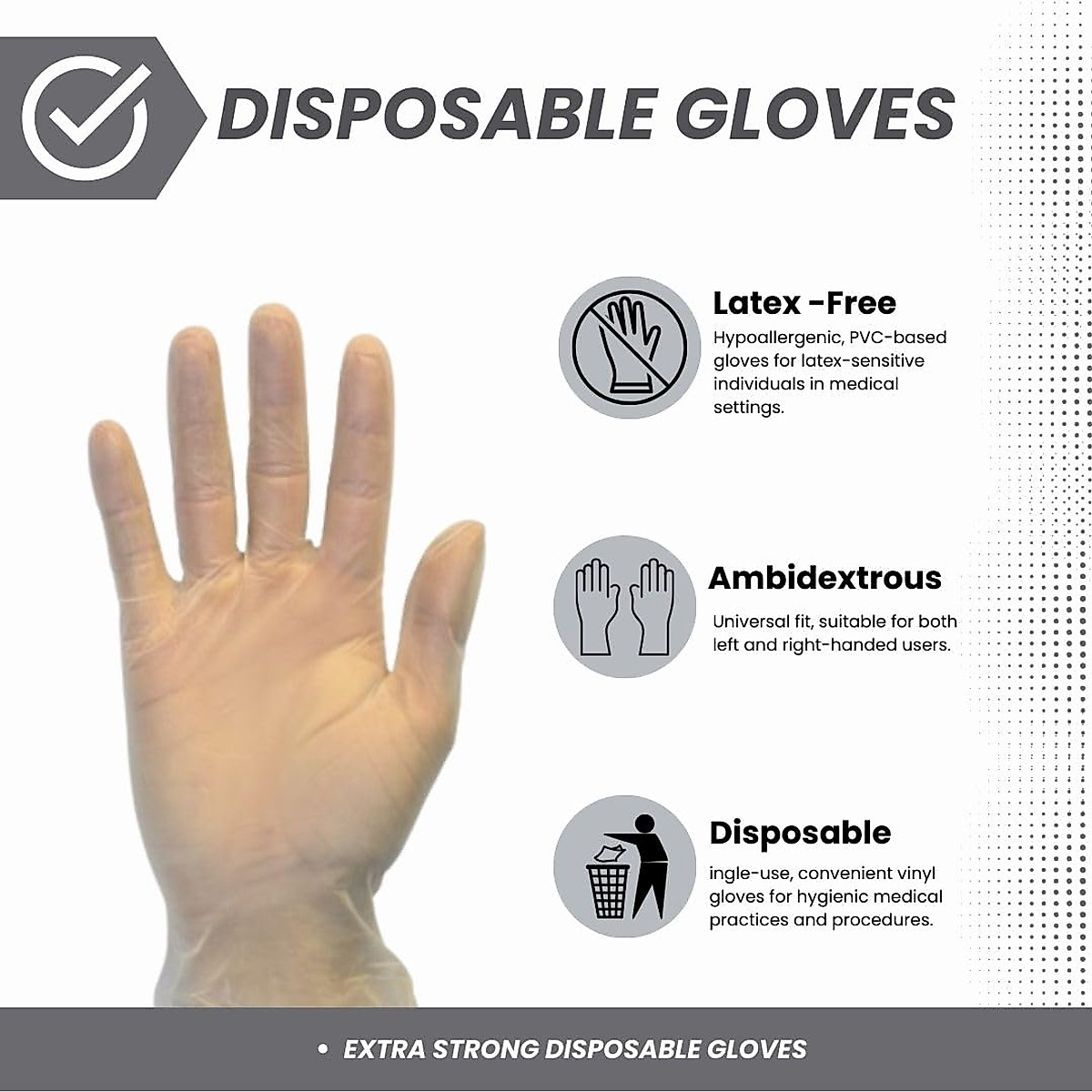 Shamrock Vinyl Medical Clear Disposable Gloves - 4 mil, Powder-Free, Thin, Large, 20213