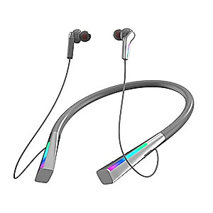 Cagogo RGB Atmosphere Light in Ear Wireless HiFi Sports Bluetooth Headset Neckband Bluetooth 5.3 Headphones Active Noise Reduction Ear Buds USB Rechargeable 50H Long Playtime