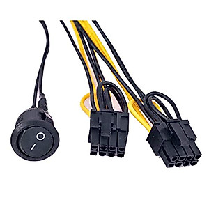 GinTai ATX 24 Pin to 2 Port PCIe 6+2 Pin 8-（pin） 6Pin Power Cable + On Off Switch