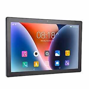 Airshi 5G WiFi Tablet PC, 100‑240V 10.1 Inch Tablet Octa Core CPU 128GB Expandable Dual Cameras Dual SIM Dual Standby for Entertainment (Grey)