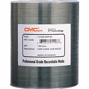 CMC Pro - Powered by TY 48x White Inkjet Hub Printable 80m/700mb CD-R in Tape Wrap - 100pk