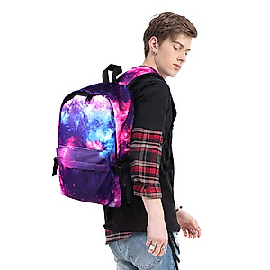 E-Clover Galaxy Backpack for Girls/Women/Men Lightweight School Backpacks Bookbag for Boys Waterproof Travel Daypack Purple Christmas Gift