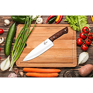 8 Inch Chef Knife - Professional Kitchen Knife Made of High Carbon Stainless Steel, Ultra Sharp Full Tang Chef's Knife,- Rust-Resistant