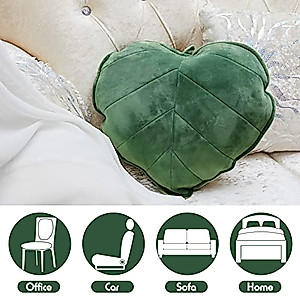 Yulejo Leaf Shape Throw Pillow 3D Cute Pillow Aesthetic Pillow Decorative Fun Plant Pillows Plant Leaves Shaped Throw Pillow Cushion for Bedroom Sofa Couch Living Room Home Decoration Favor, Green