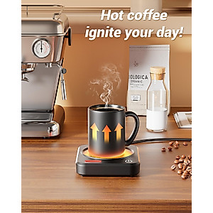 HouseSapp Coffee Mug Warmer for Desk - Candle Wax Plate, Coffee Cup Accessories with 4hrs Auto Shut Off for Milk Tea Water (Black)