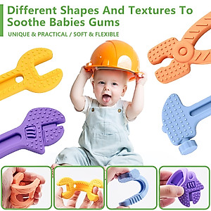 Silicone Teethers for Babies, Freezer Teethers for Babies, Silicone Baby Teething Toys, Infant Teething Relief Baby Chew Toys, Sensory Toys for BaBies, Frozen Teething Toys for Babies - 4 Pack