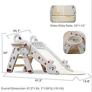 MERIT Play 3 in 1 Toddler Slide Exciting Slide for Energetic Toddlers Age 1-3 Safe and Fun Slip and Slide Indoor Toddler Playground Adorable Giraffe Design Loved by Boys and Girls (Gray)