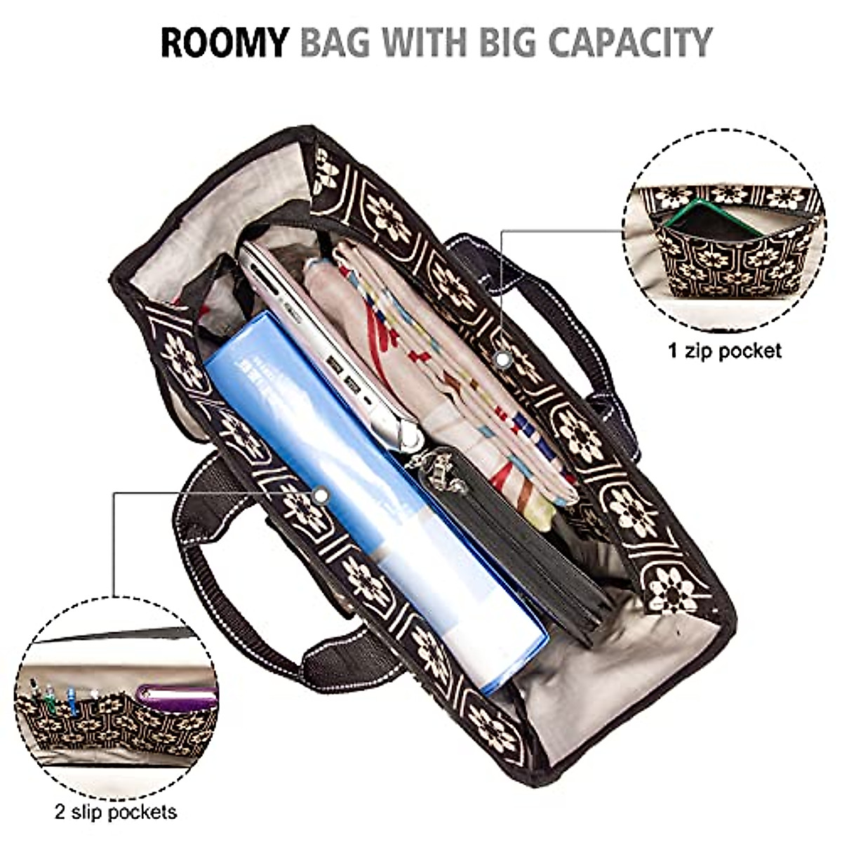 DEMOMENT Water Resistance Large Canvas Utility Tote Bag,Work Teacher Nurse Shoulder Women Bag (Sunflower)…