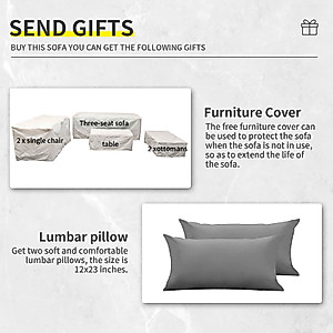 Lviden 6 Pieces Wicker Patio Furniture Sets Outdoor Conversation Set PE Rattan Sectional Sofa Couch with Storage Table and Grey Cushions