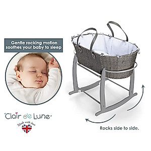 Clair de Lune Deluxe Grey Moses Basket Rocking Stand