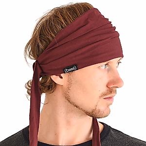 CHARM Japanese Headband Pirate Bandana - Men Ninja Head Wrap Women Hair Band Maroon