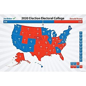 Laminated Joe Biden 2020 Electoral College Map President Election Results Road to 270 Votes Blue Red States Bye Don Kamala Harris Poster Dry Erase Sign 16x24