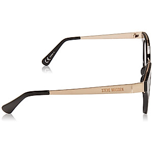 Steve Madden Women's Ellis Sunglasses Round Cateye, Black, 50mm