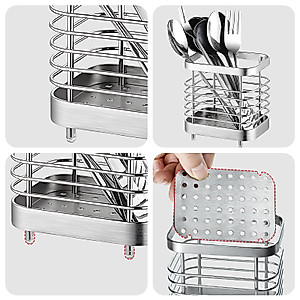 IWNTWY Utensil Holder, Stainless Steel Utensil Drying Rack with Detachable Base, Dish Drainer for Kitchen Counter, Silverware Cutlery Flatware Holder Forks, Knives, Spoons, Chopsticks Organizer