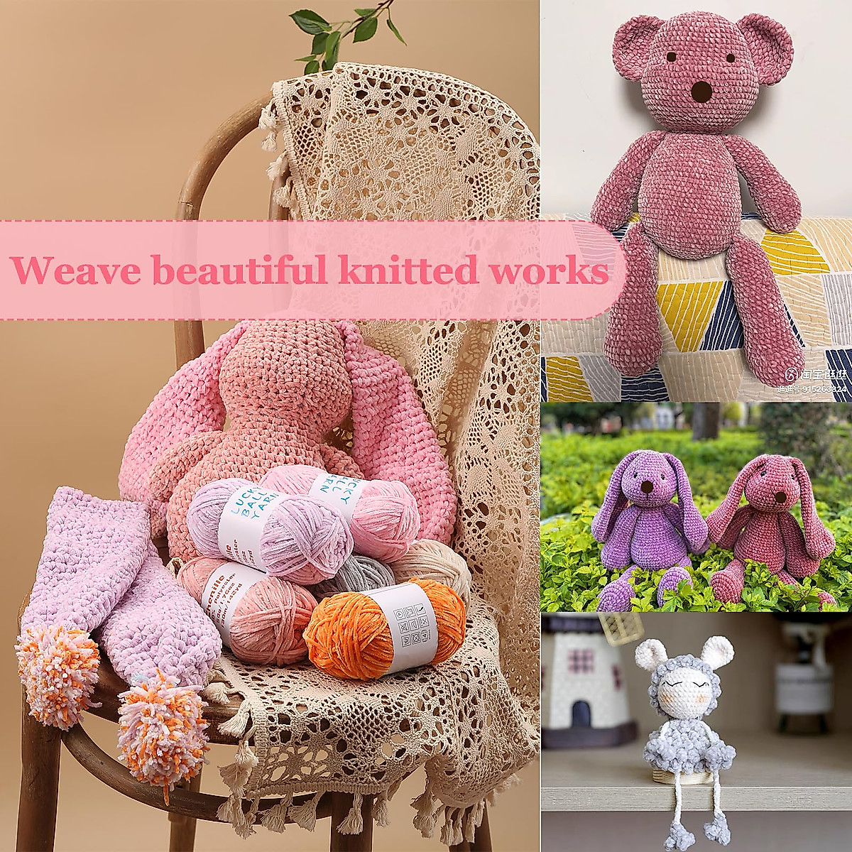 100g Soft Chenille Yarn Blanket Yarn,Crochet Yarn,Yarn for Crafts,Yarn for Crocheting,Fancy Yarn for Crochet,Crochet Yarn for Sweater/Hat/Blankets/DIY Craft(Electric Purple)