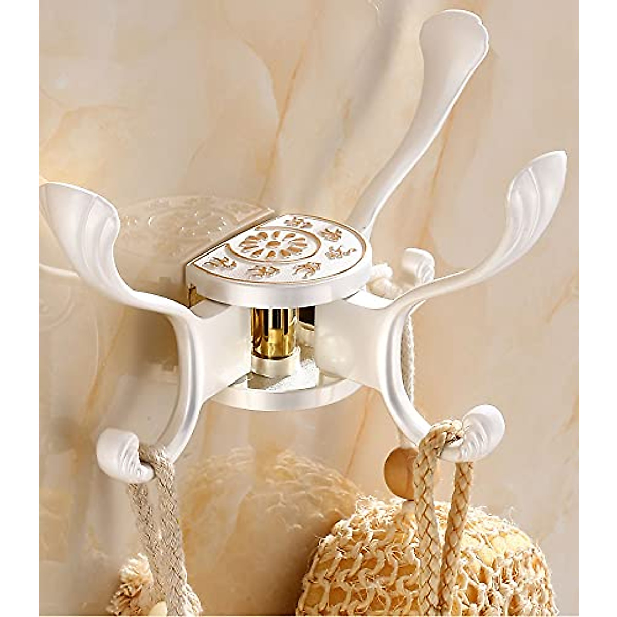 Clothes Hook,Wall Hooks Folding Heavy Duty Screw in Bathroom Coat Hooks Swivel Modern Metal Wall Mounted for Entry Kitchen Hanging Towel Hat Pack Bag Key Holder Organizer Rack, Bronze (Color : White