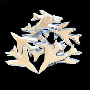 Super Cool Creations Jet Plane Shaped Crafting Mirrors, Set of 10, Many Colours, Shatterproof Acrylic, Orange, Pack of 10 x 5cm