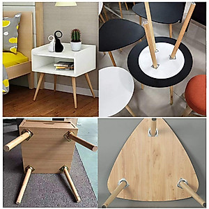 MEETWARM 16 inch Table Legs Wood Furniture Legs Tapered Round for Coffee End Tables Side Table Chair Mid-Century Modern DIY Furniture Leg Natural M8 Hanger Bolts, Set of 4