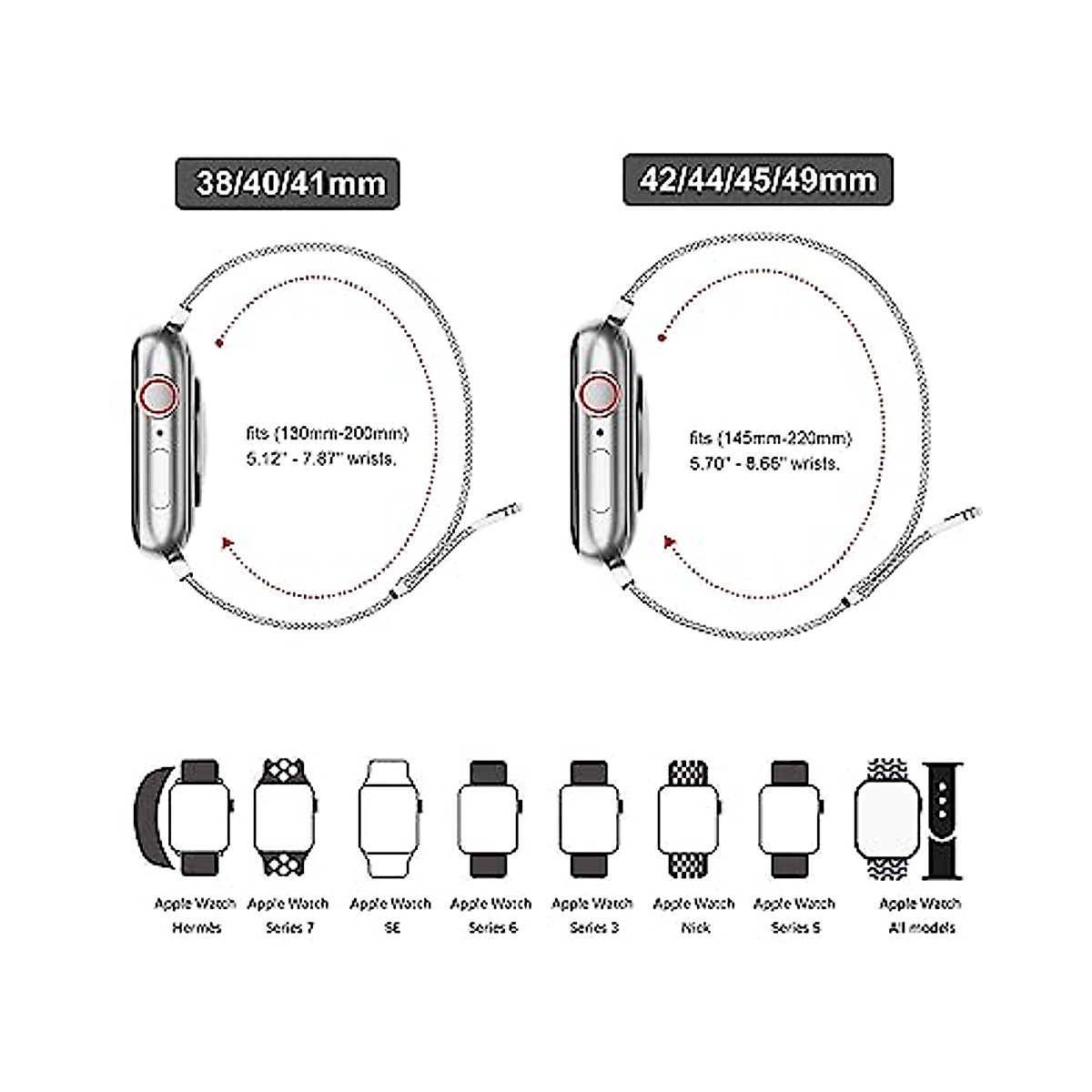 ZXCASD Metal Bands Compatible with Apple Watch Band 38mm 40mm 41mm Women Men,Silver Loop Adjustable Mesh Strap for iWatch Series 8 7 6 5 4 3 2 1 SE