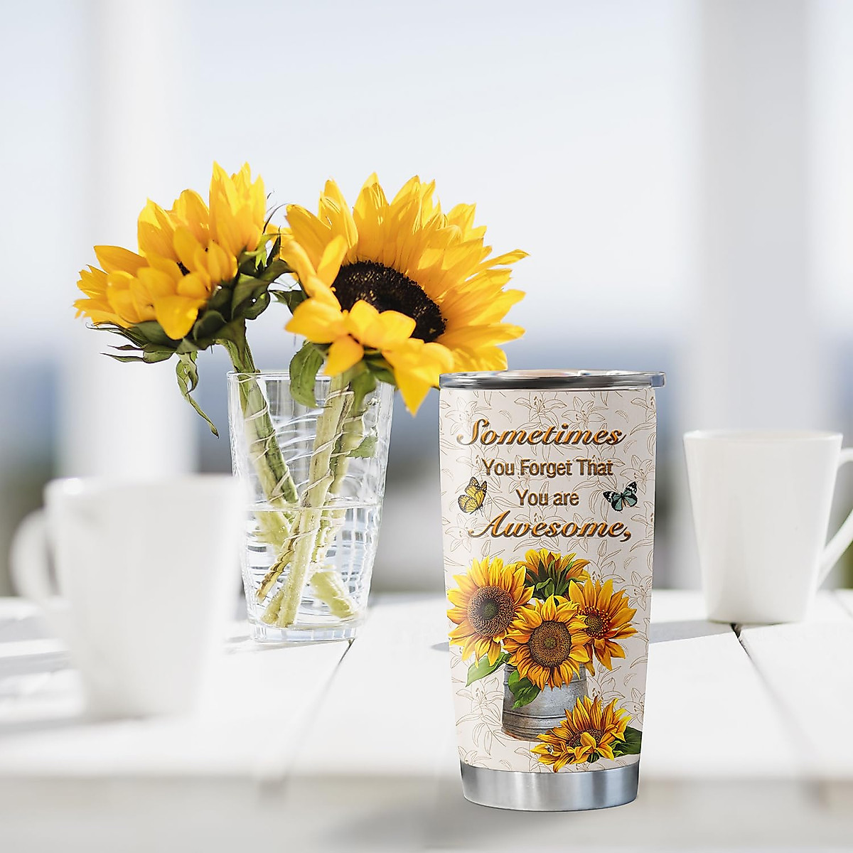Joyloce Sunflower Gifts for Women, Inspirational Gifts for Women, Thank You Gifts, Birthday Gifts for Women Her Wife Mom Daughter Sister Friend Coworker, You're Awesome Coffee Mug Cup Tumbler 20oz