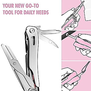 FantastiCAR Pink Utility knife Box cutter with Extra Blades and Multifunctional Pliers Set, Stainless Steel Body and Gift Packaging Box