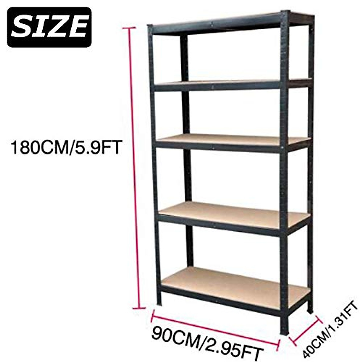 Autofather 5-Tier Shelving Unit 70" x 35" x 16" Shelving for Garages and Sheds Boltless Design with MDF Boards Heavy Duty 386LB Capacity Per Shelf Metal Shelving Units for Storage, Black