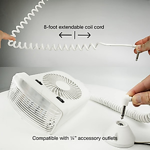 Lumitronics RV Portable 12V LED Interior Bunk Light and 2-Speed Personal Fan Combo - Quiet Motor - Reading Light with Extendable 8-Foot Cord - On/Off Switch - Mounting Brackets Included