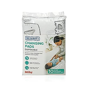 Dr. Talbot's Disposable Changing Pads, Absorbent Travel Diaper, Gray Elephant Print