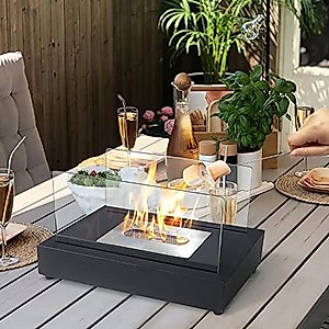 Skypatio Upgrade Portable Table Top Fire Pit, Smores Maker Tabletop Fireplace with Flame Snuffer for Patio or Indoor