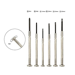 InterSet 6Pcs Mini Screwdriver Set, Eyeglass Repair Screwdriver, Precision Repair Tool Kit with 6 Different Size Flathead and Philips Screwdrivers, Ideal for Watch, Jewelers