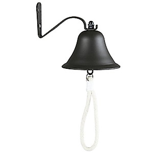 Upstreet Outdoor Bell & Indoor Dinner Bell/Made of Black Large Bell, Cast Iron Bell, Ideal for Wall Mounted Bell, Bracket Mounts Metal Dinner Bell and Hanging Bell for Home, School or Church