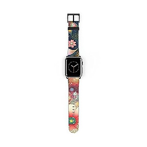 Creative Vibes2 Floral Smart Watch Band Compatible with Smart Watch Series 1, 2, 3, 4, 5, 6, 7, & SE - Leather Watch Bands for Smart Watches (38-41 mm, Gold Matte)