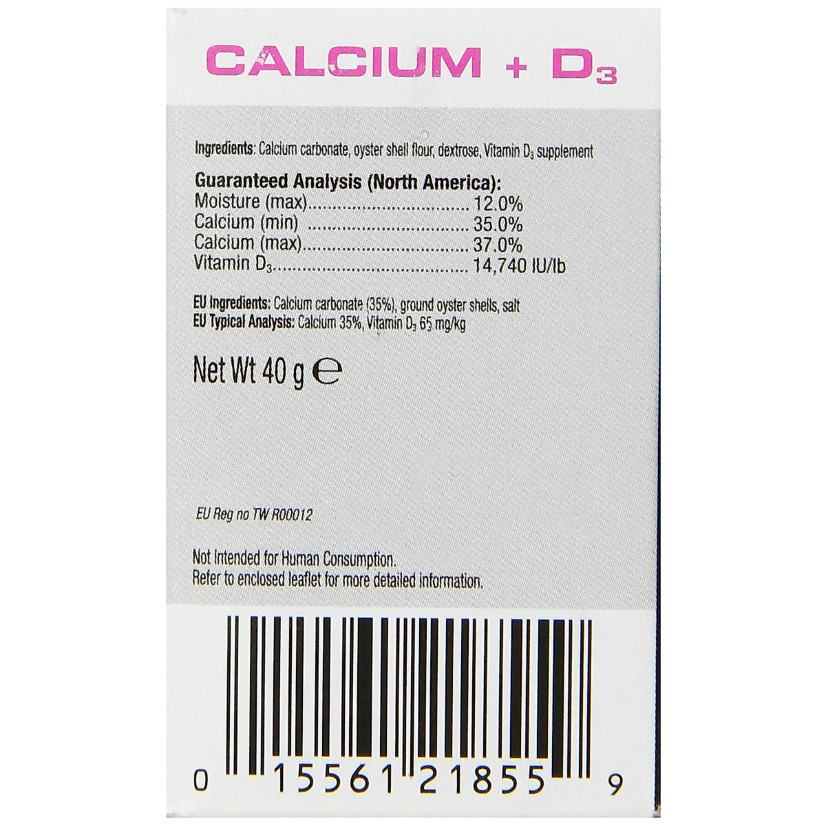 Exo Terra Calcium + D3 Powder: Ultra-fine, Phosphorus Free Formula Boosts Bone Health & Calcium Absorption Ideal for Insects, Fruits & Veggies 1.4 oz.