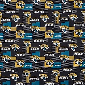 Jaguars Squares Cotton Fabric - 1 Yard